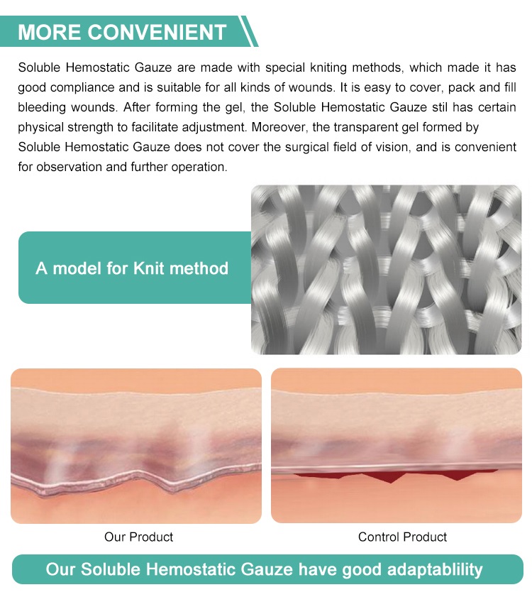 Gasa hemostática soluble absorbible Gasa rápida médica del coágulo